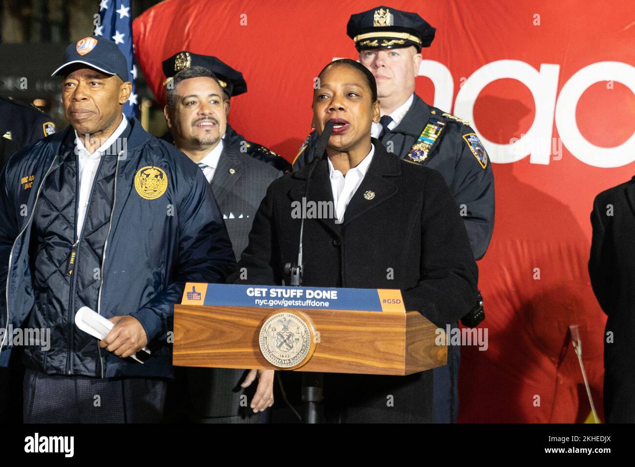Police Commissioner Keechant Sewell speaks during mayor Eric Adams ...