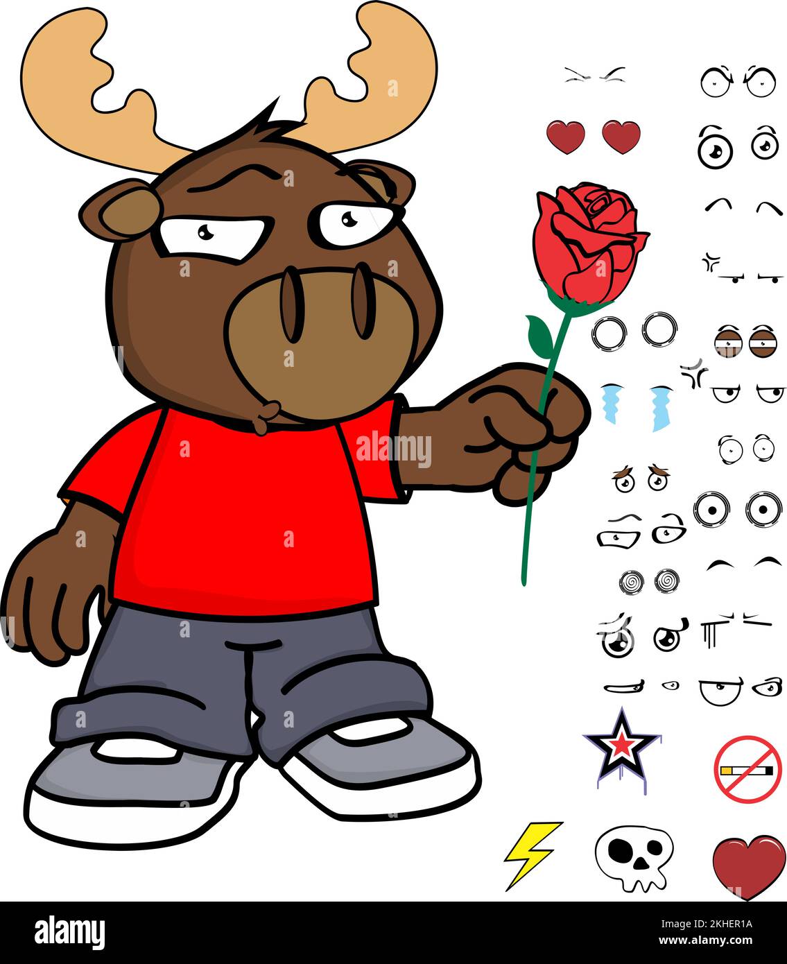 rosse moose kid character cartoon expressions set in vector format ...