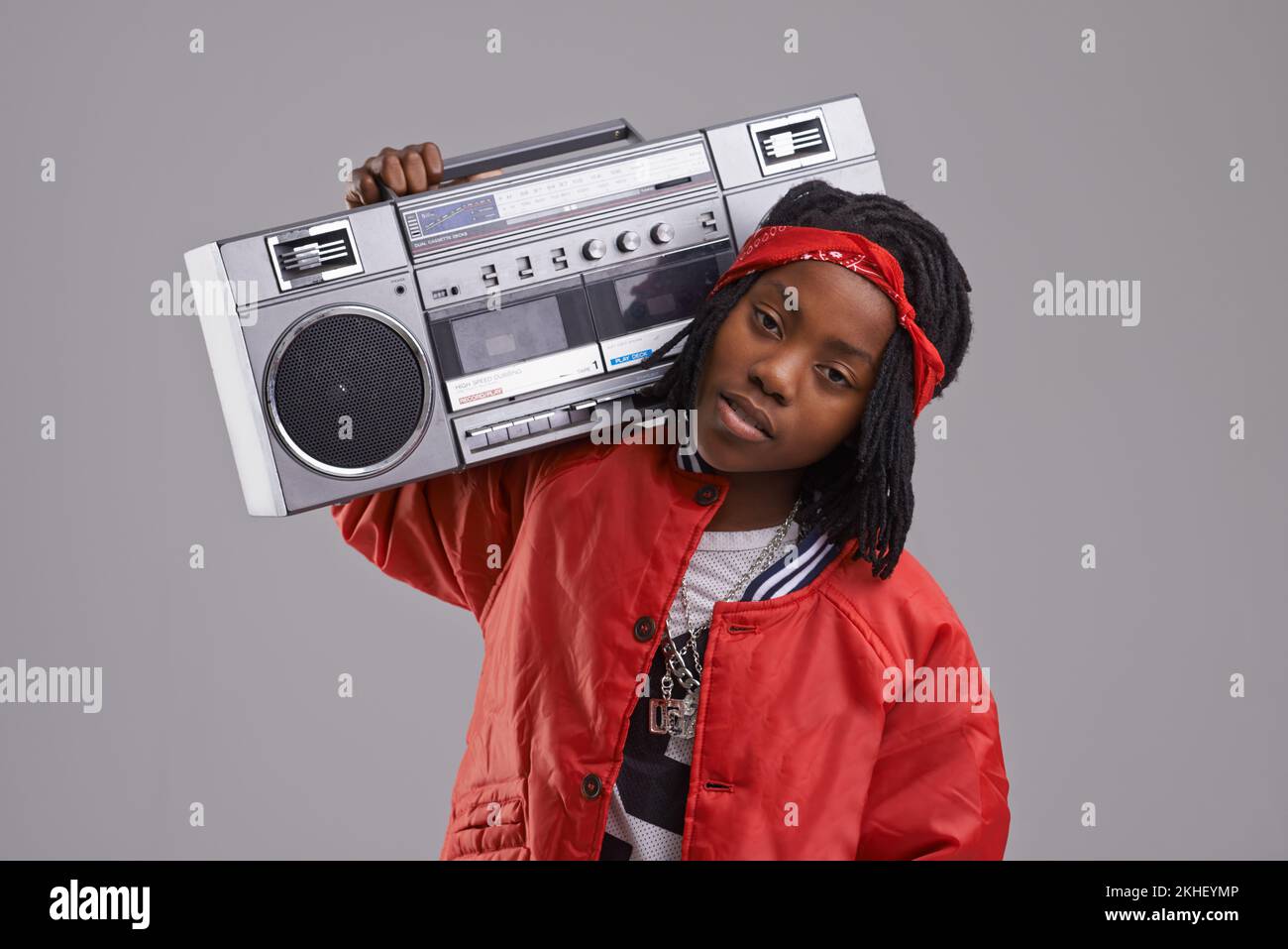 Hip hop is my passion. Studio shot of a young boy dressed in hip hop ...