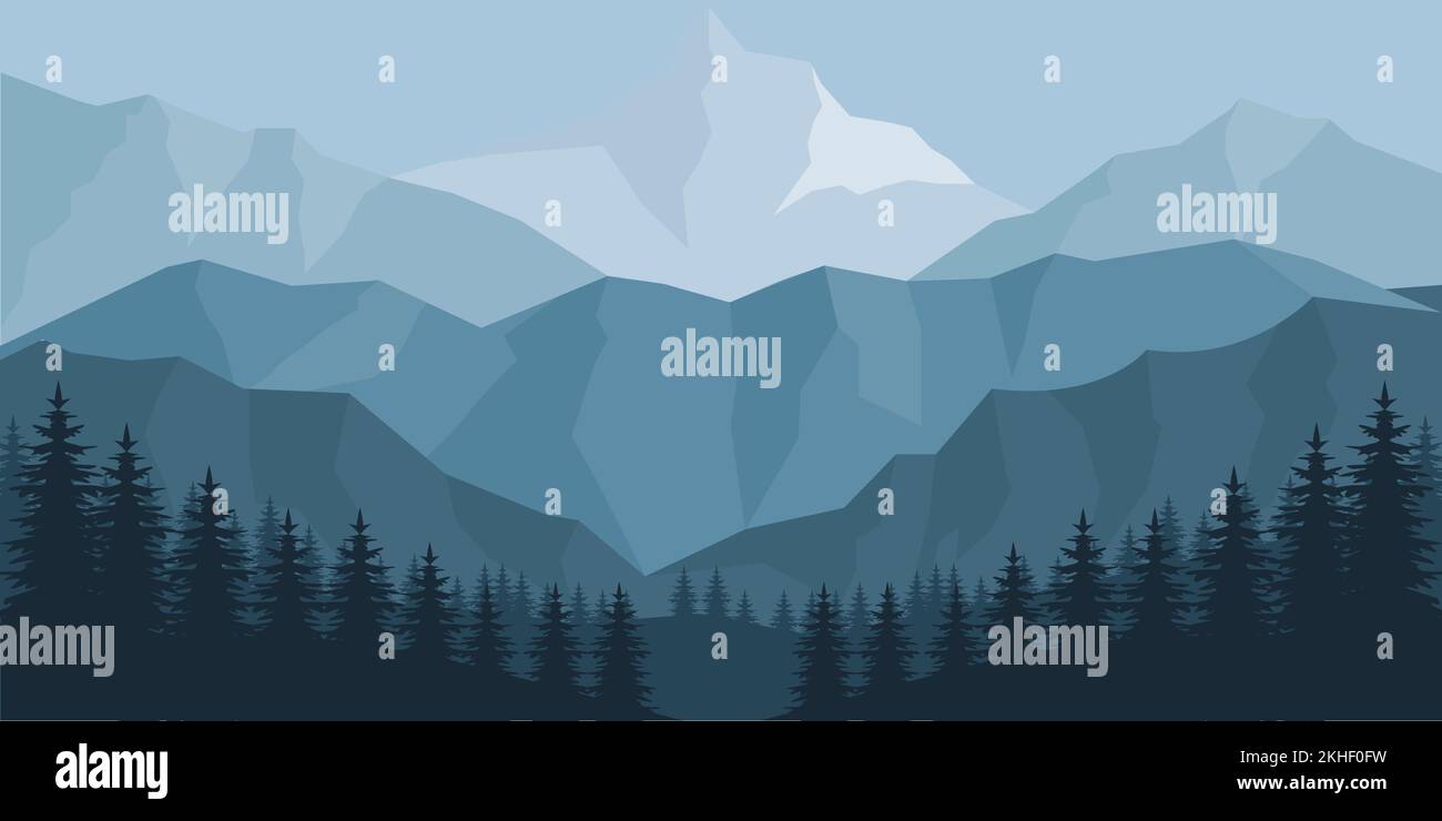mountains landscape in flat design style Stock Vector Image & Art - Alamy