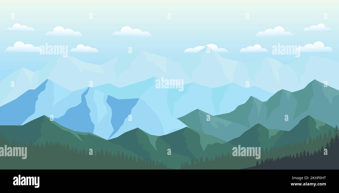 flat design mountains landscape background illustration Stock Vector ...