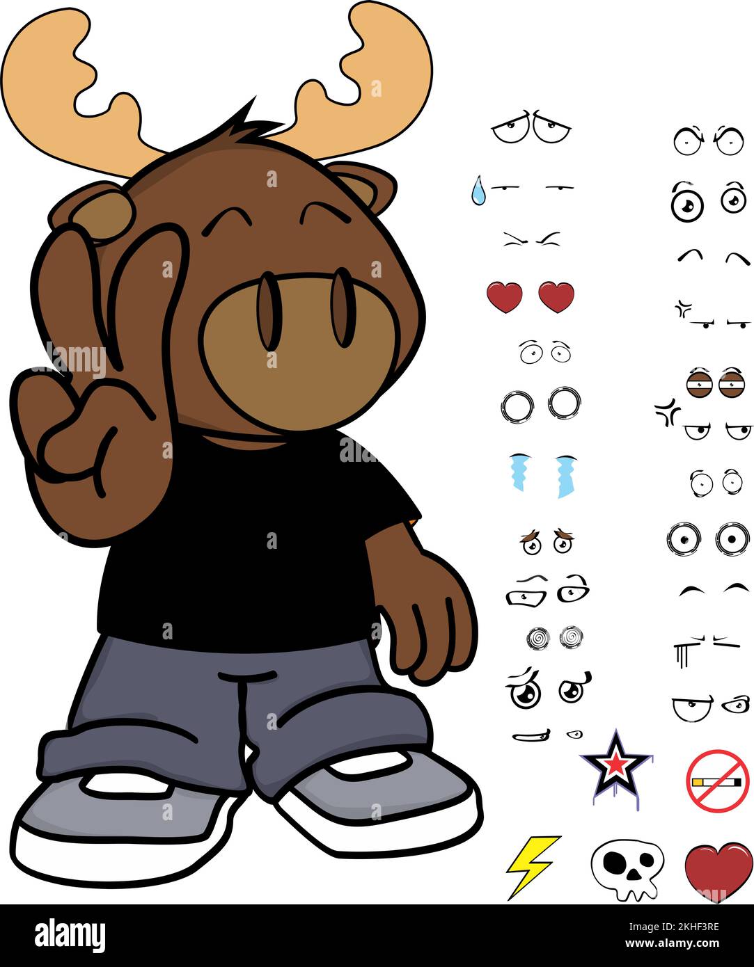 cute moose kid character cartoon expressions set in vector format Stock ...