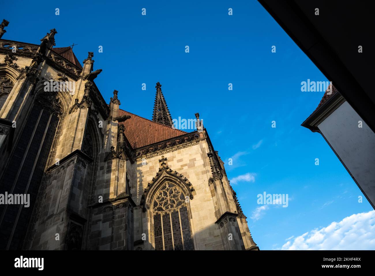 Architectural detail of St Lambert's Church (German: St. Lamberti), a ...