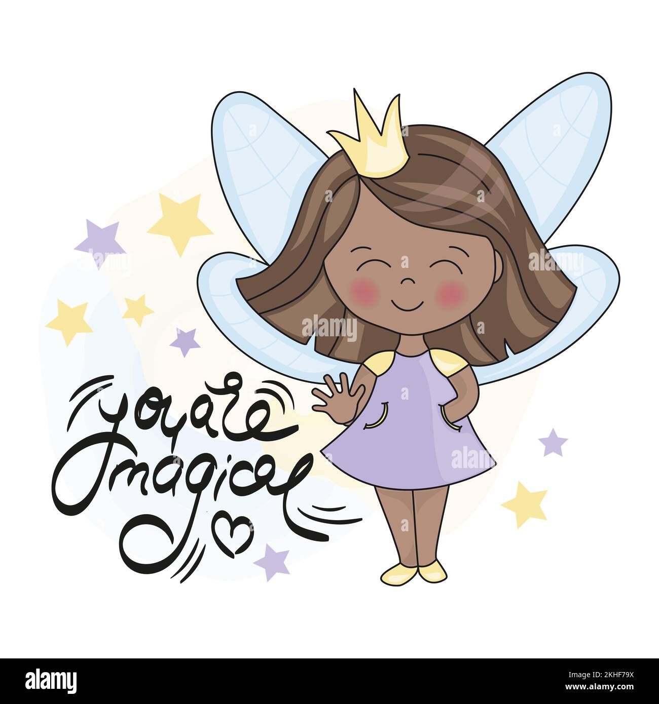 FAIRY DARK PRINCESS AND LETTERING Cartoon Vector Illustration Set For ...