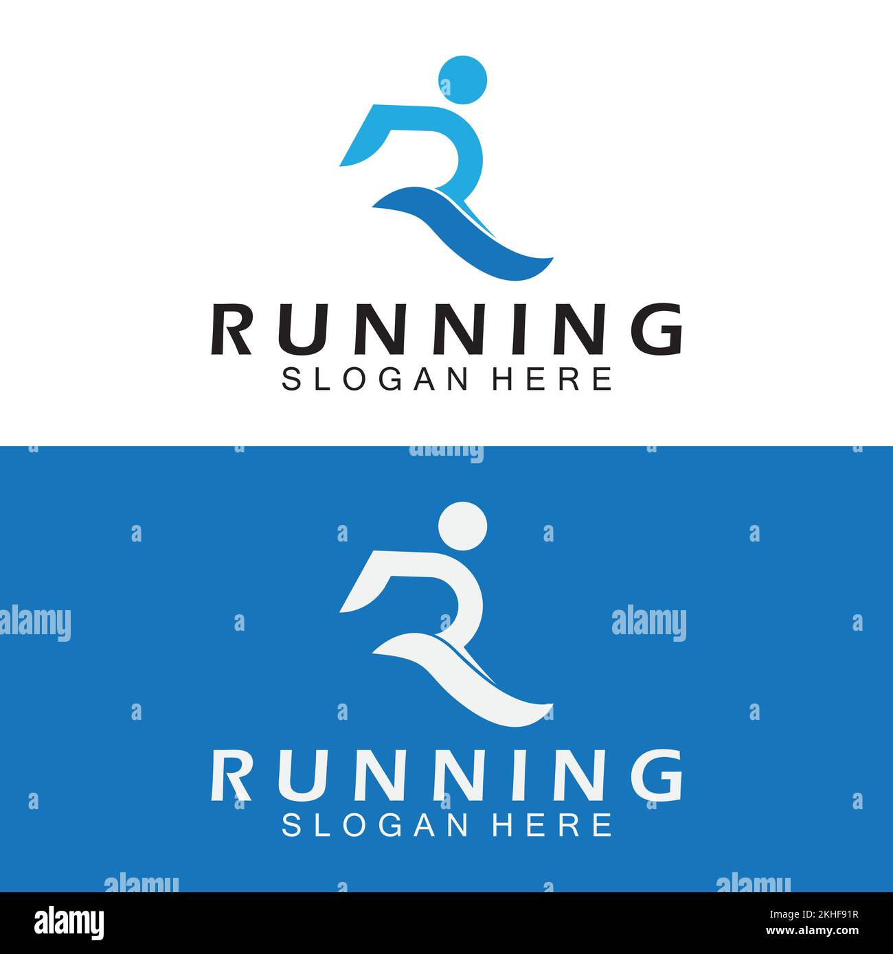 Letter R for running logo design combination letter R and people Stock ...