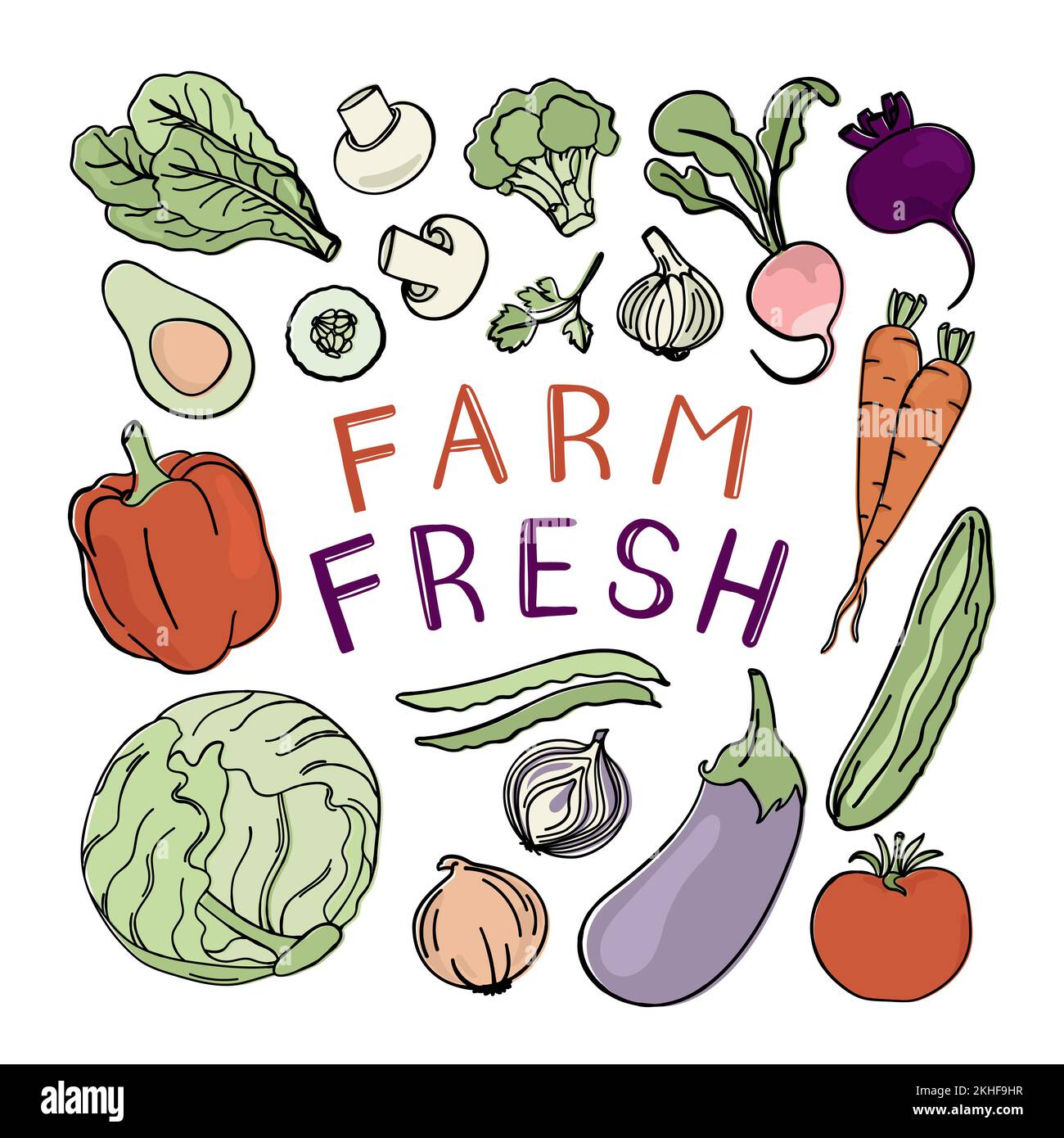 FARM FRESH Ingredients Of Vegetarian Food Menu From Natural Plants For ...