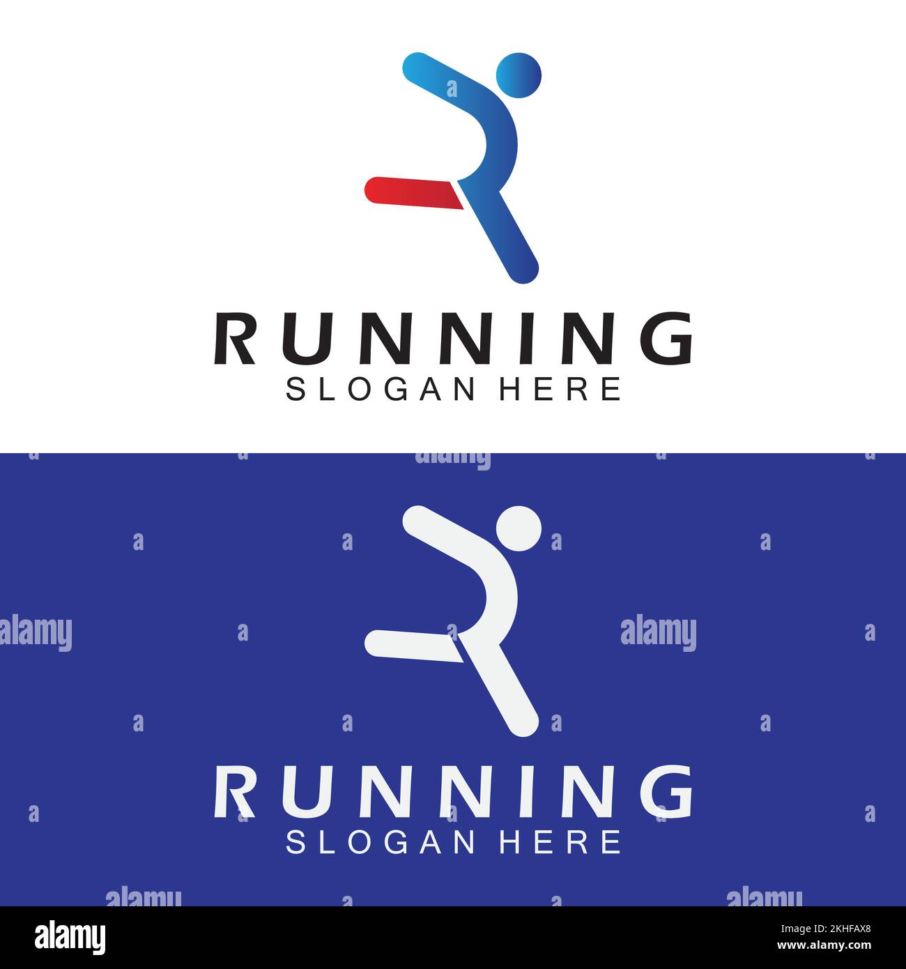 Letter R for running logo design combination letter R and people Stock ...