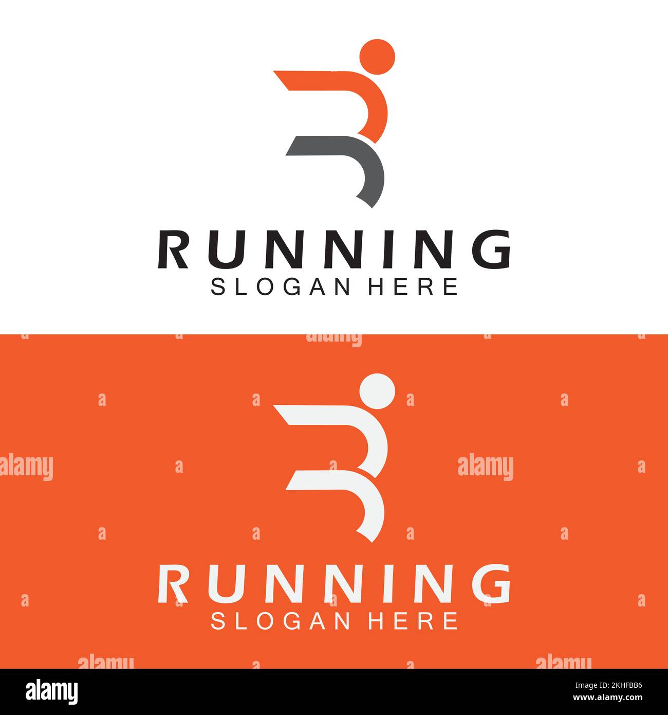 Letter R for running logo design combination letter R and people Stock ...