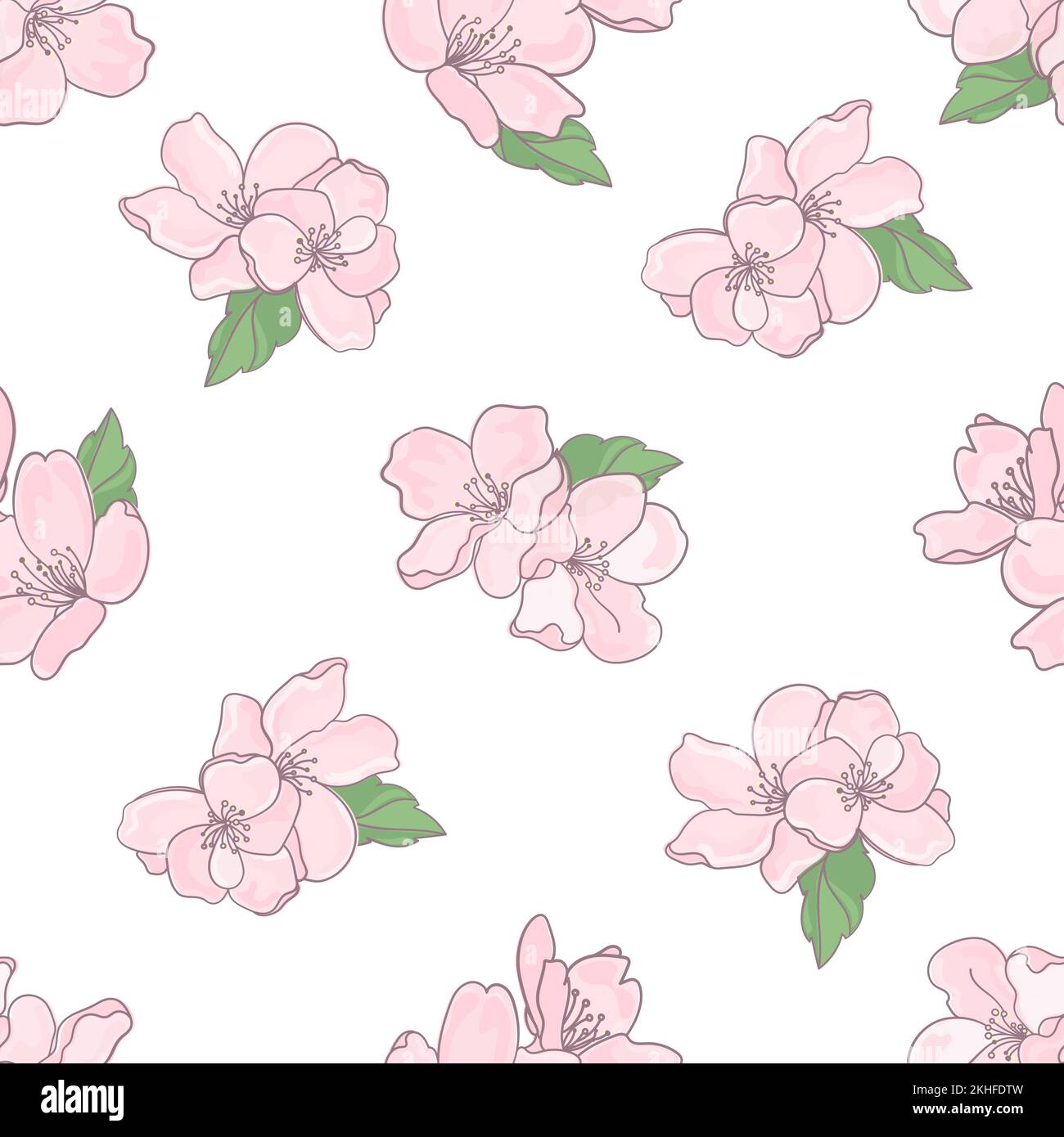 FLORAL FABRIC Sakura Flower Season Nature Spring Holiday Cartoon ...