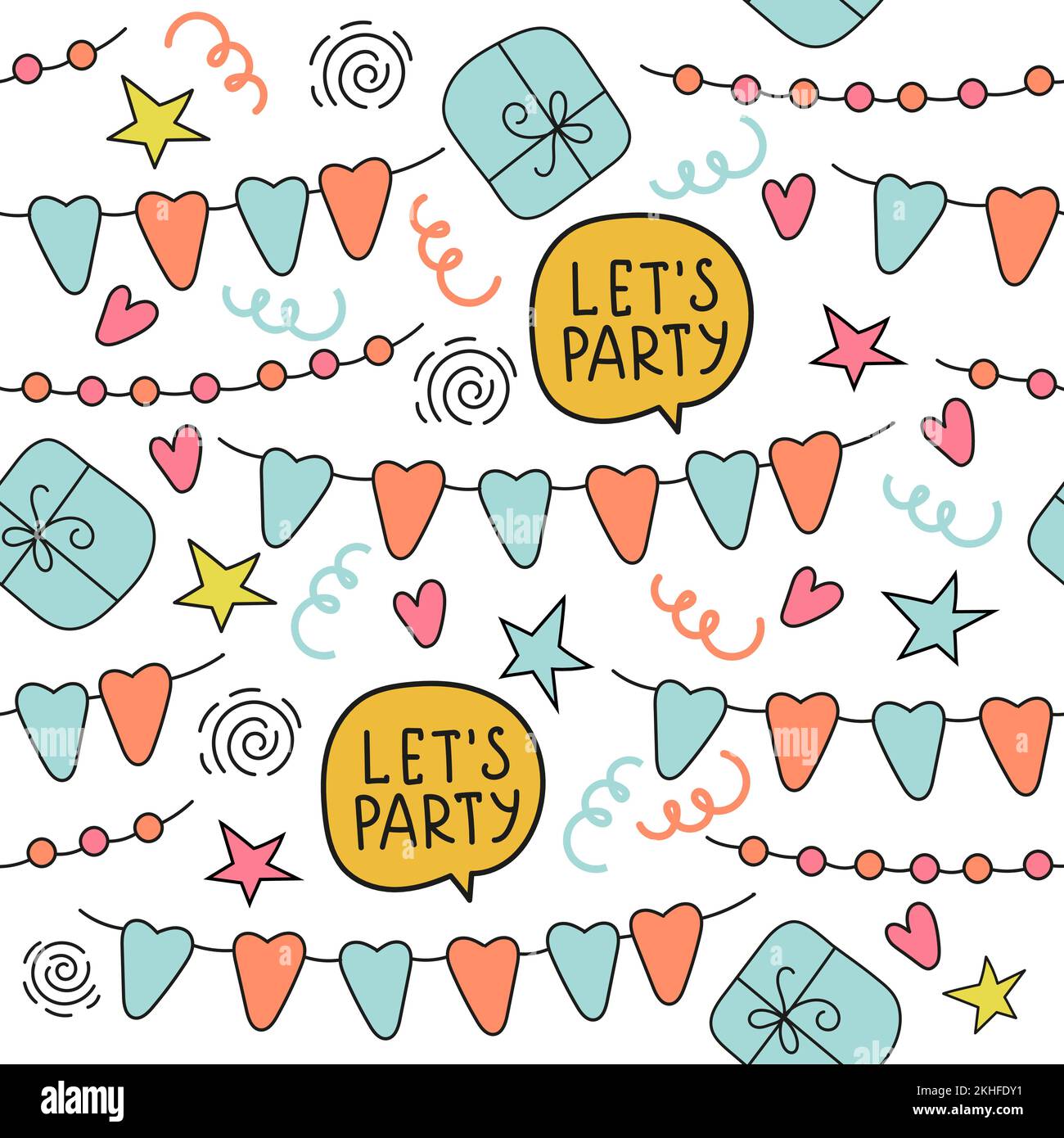 FLAGS Comic Party Cartoon Holiday Seamless Pattern Vector Illustration ...
