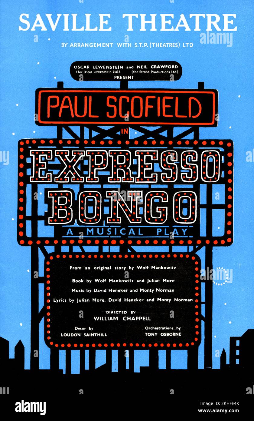 Expresso Bongo. 1958 West End Musical play. Theatre programme cover ...