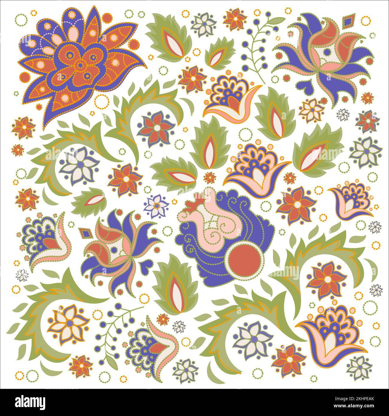 FLORAL ORNAMENT Oriental Folk Ethnic Tatar Turkish Vector Illustration ...