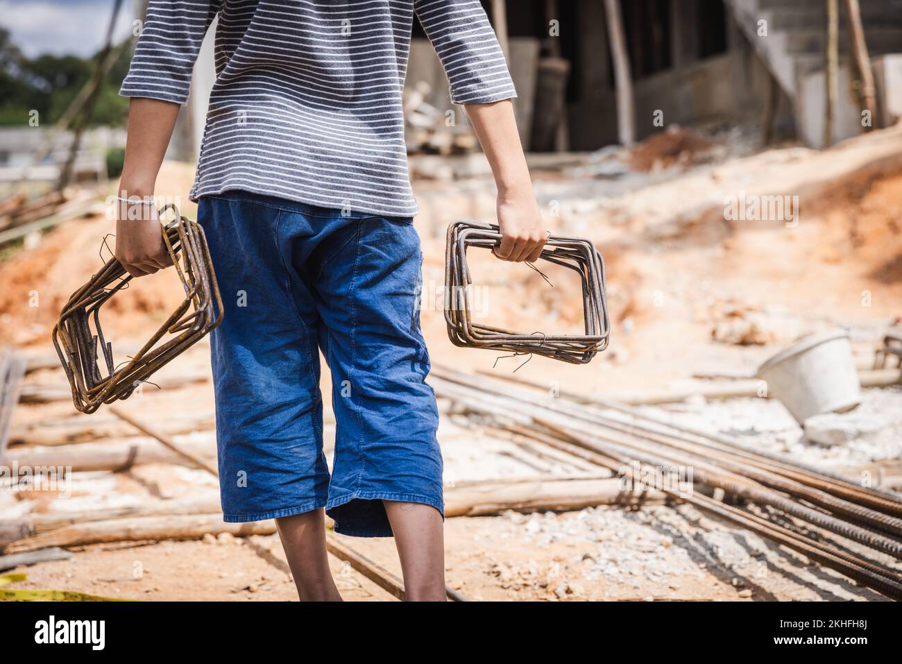 World Day Against Child Labour concept. Children who work hard on the ...