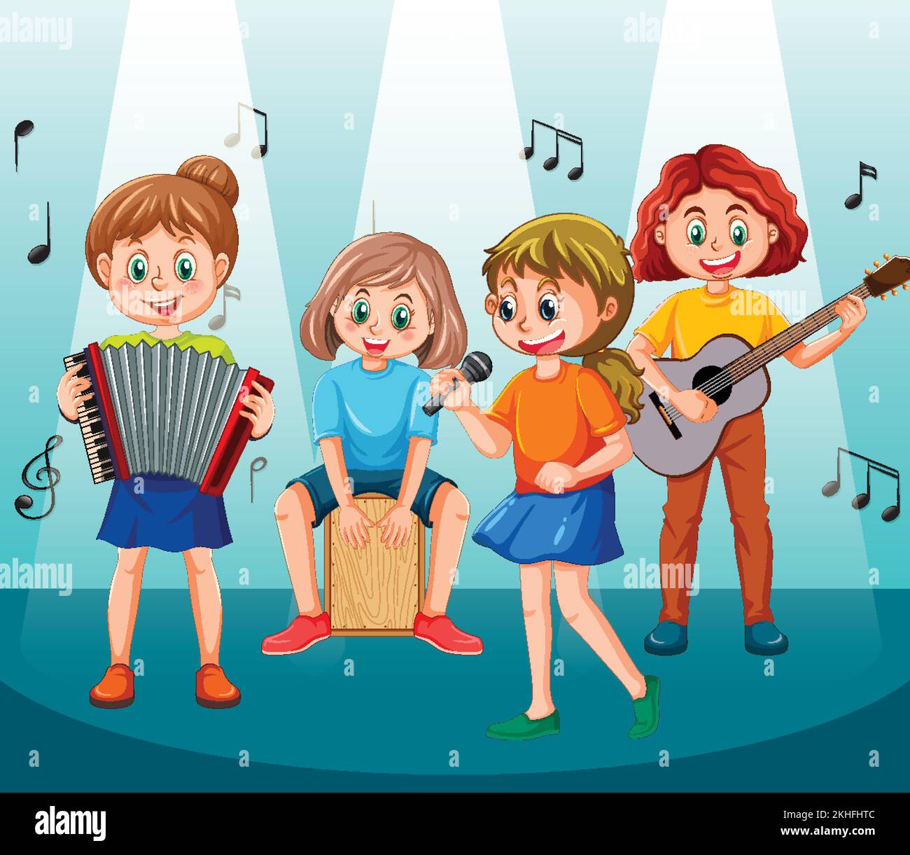Kids playing musical instrument vector illustration Stock Vector Image ...