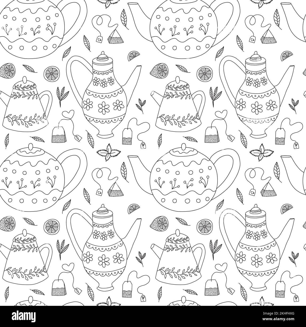 Vector doodle tea pattern Stock Vector Image & Art - Alamy