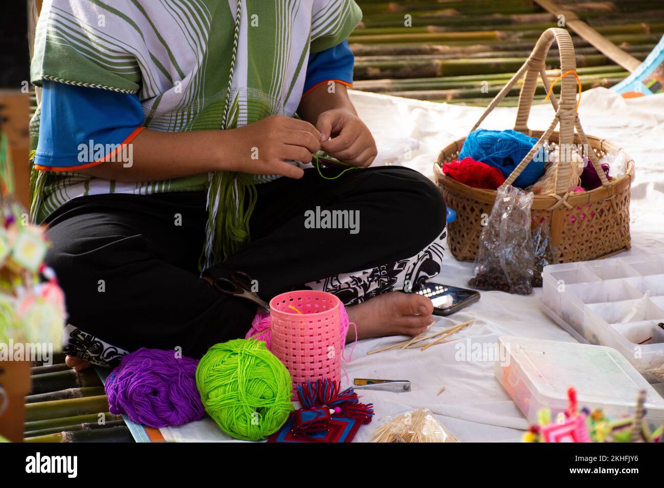 Karen ethnic working embroidery knitting yarn lanna style in handmade ...