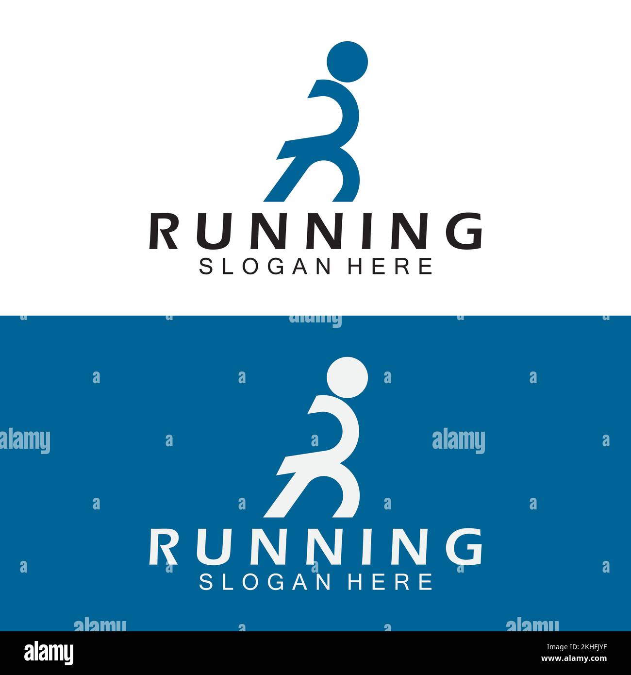 Letter R for running logo design combination letter R and people Stock ...