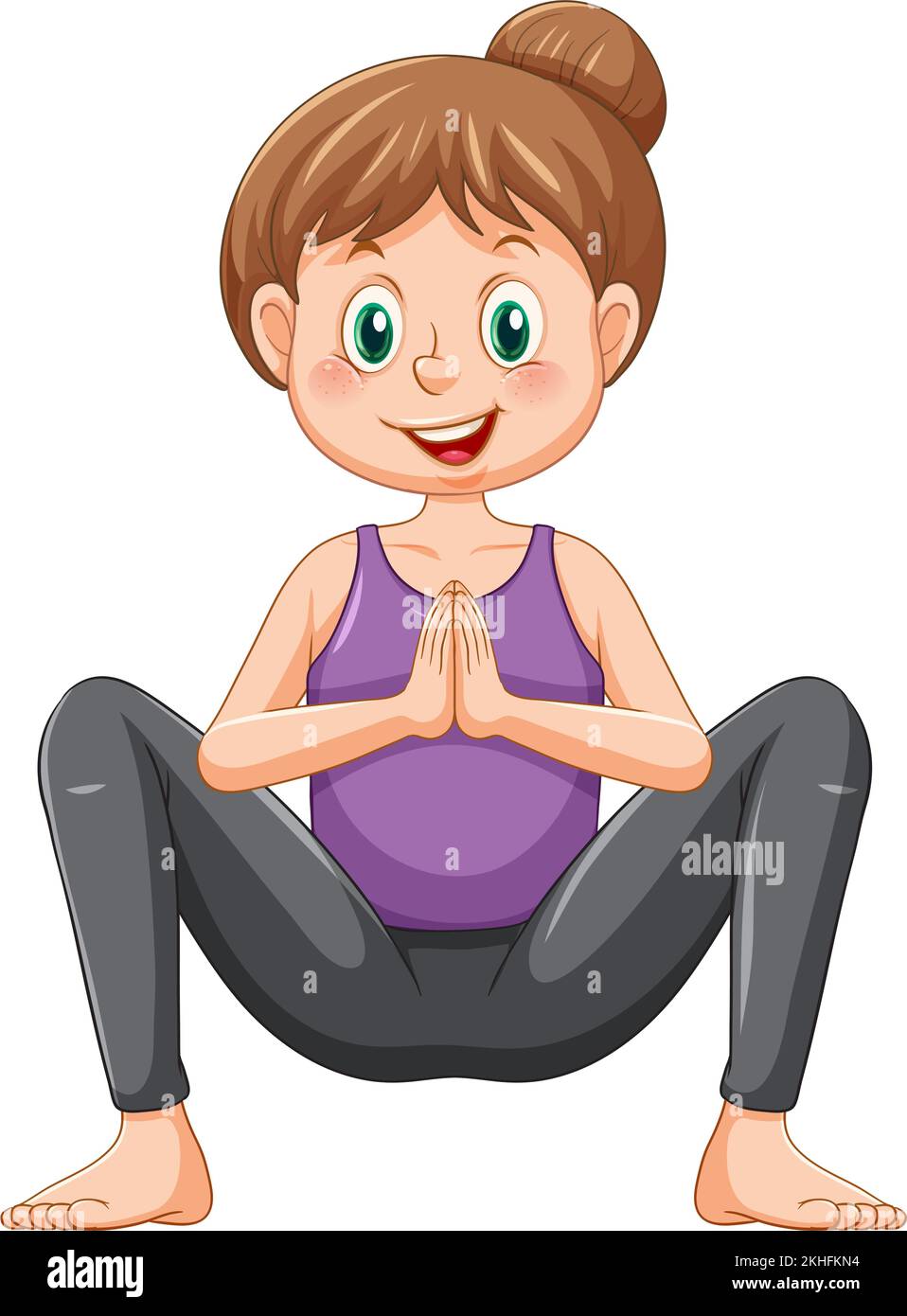 Yoga squat pose cartoon character illustration Stock Vector Image & Art ...