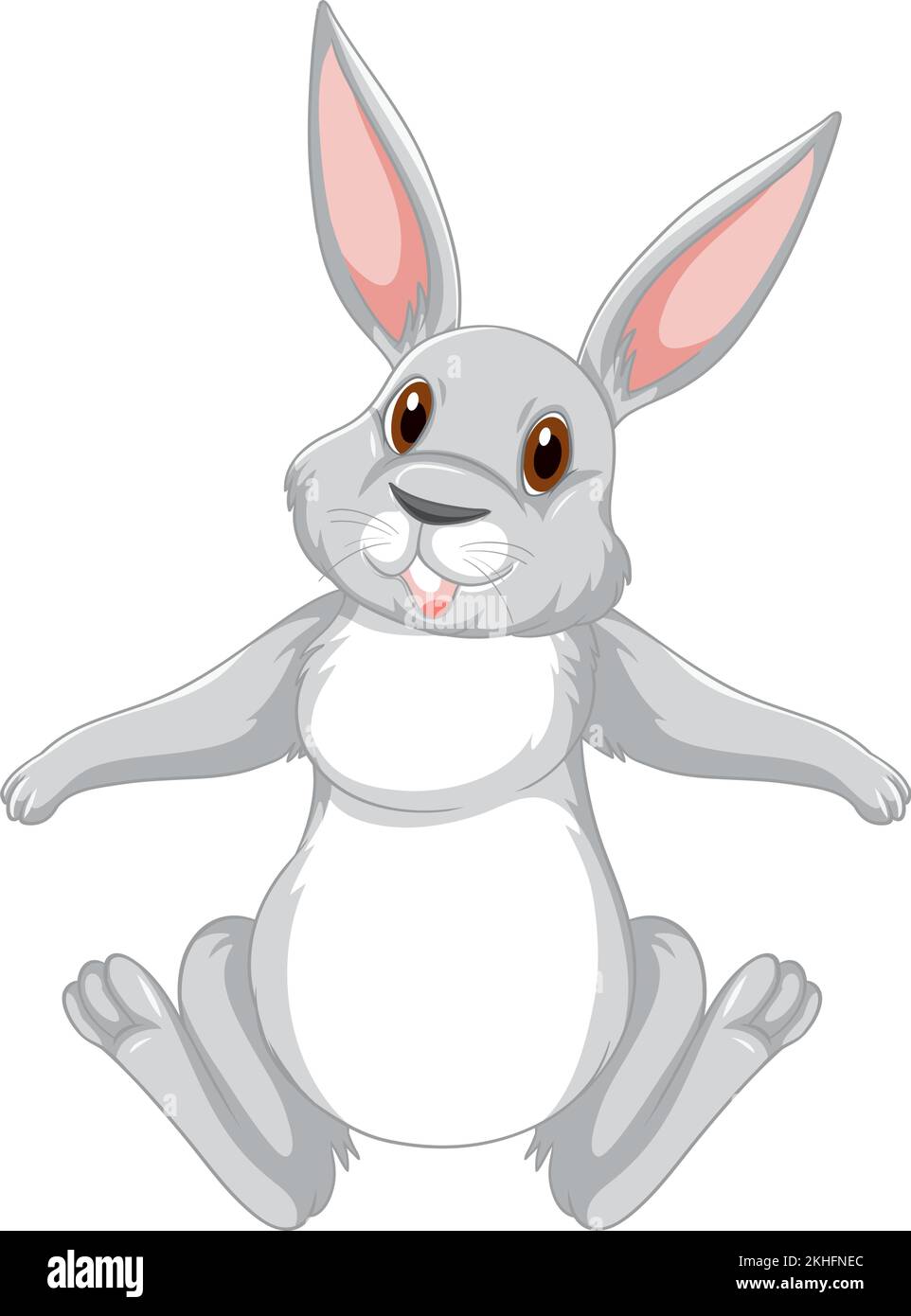 Cute grey rabbit cartoon character illustration Stock Vector Image ...