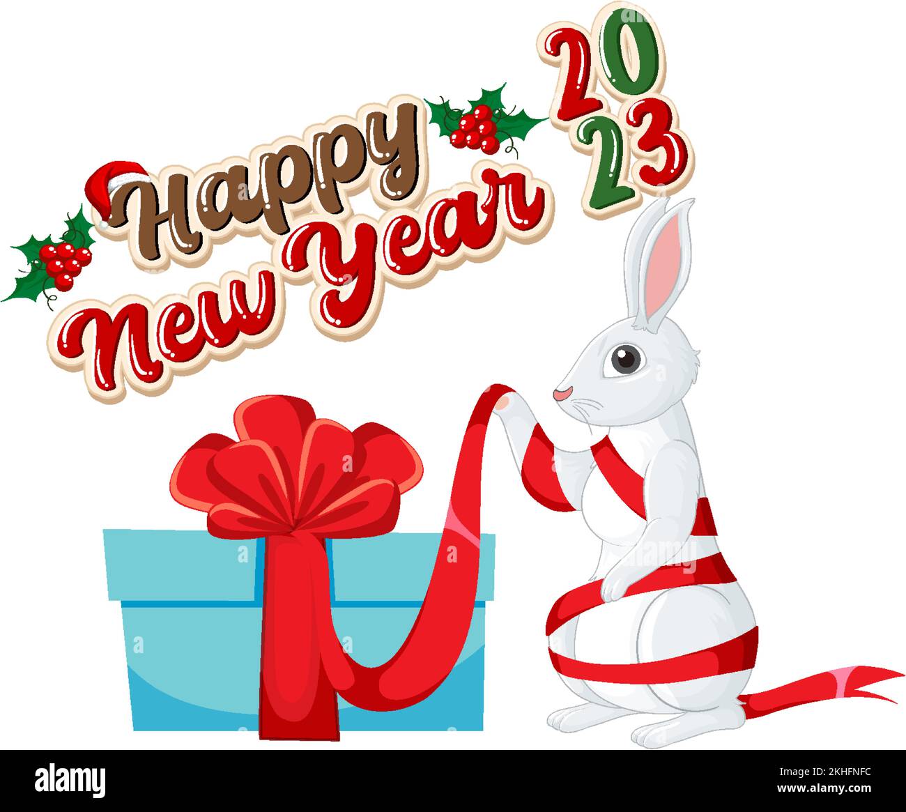 Year of the Rabbit Happy New Year Banner illustration Stock Vector ...