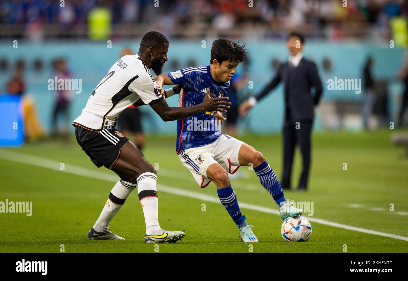 Doha, Qatar. 23rd Nov, 2022. Antonio Rüdiger (Deutschland), Takefusa ...