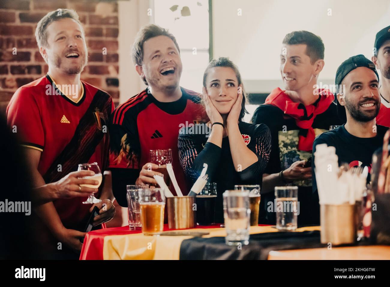 Belgian fans pictured during the soccer game between Belgium's national ...