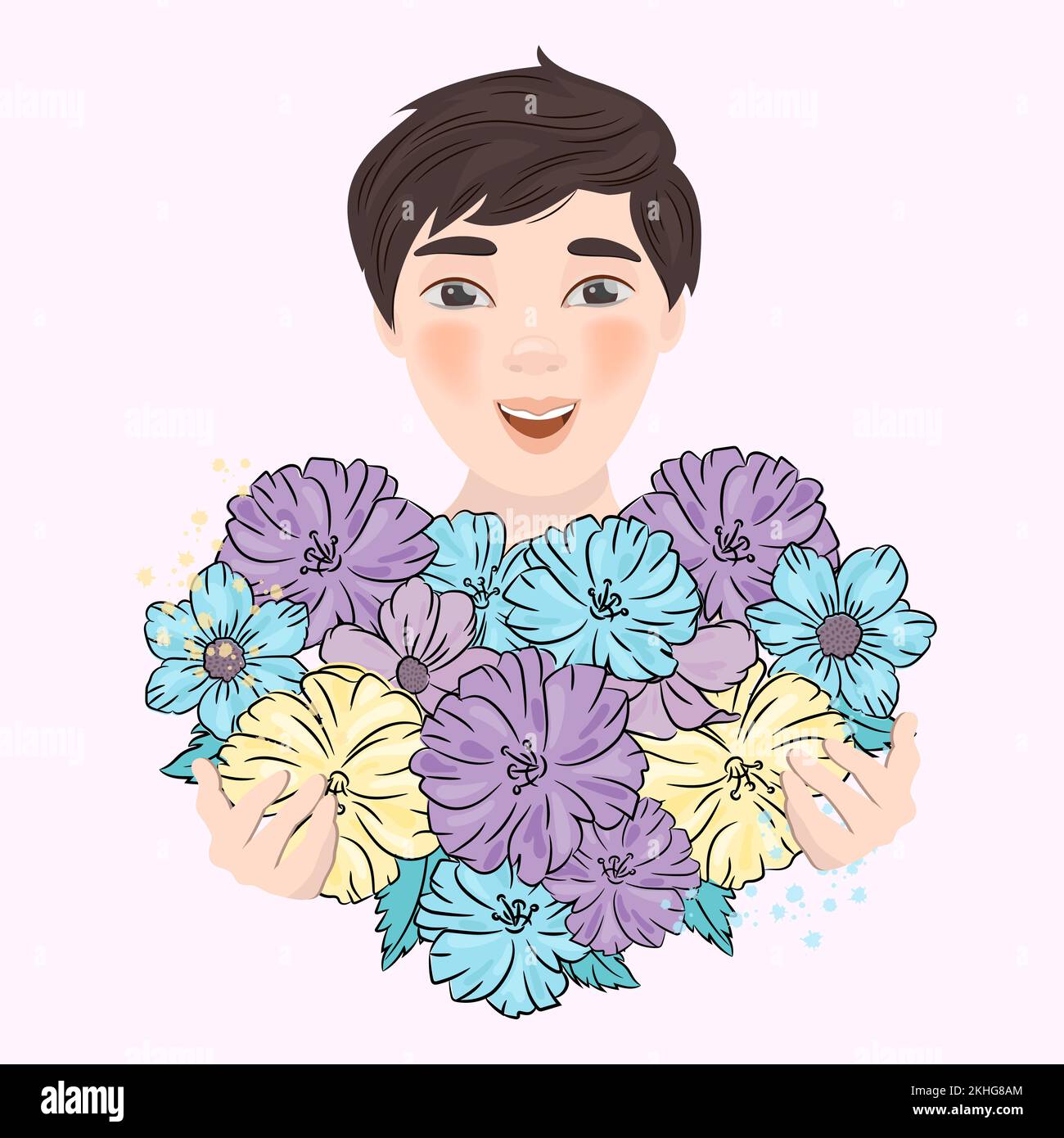 FULL OF LOVE Boy Emotion Holiday Party Gift Flower Heart Cartoon ...