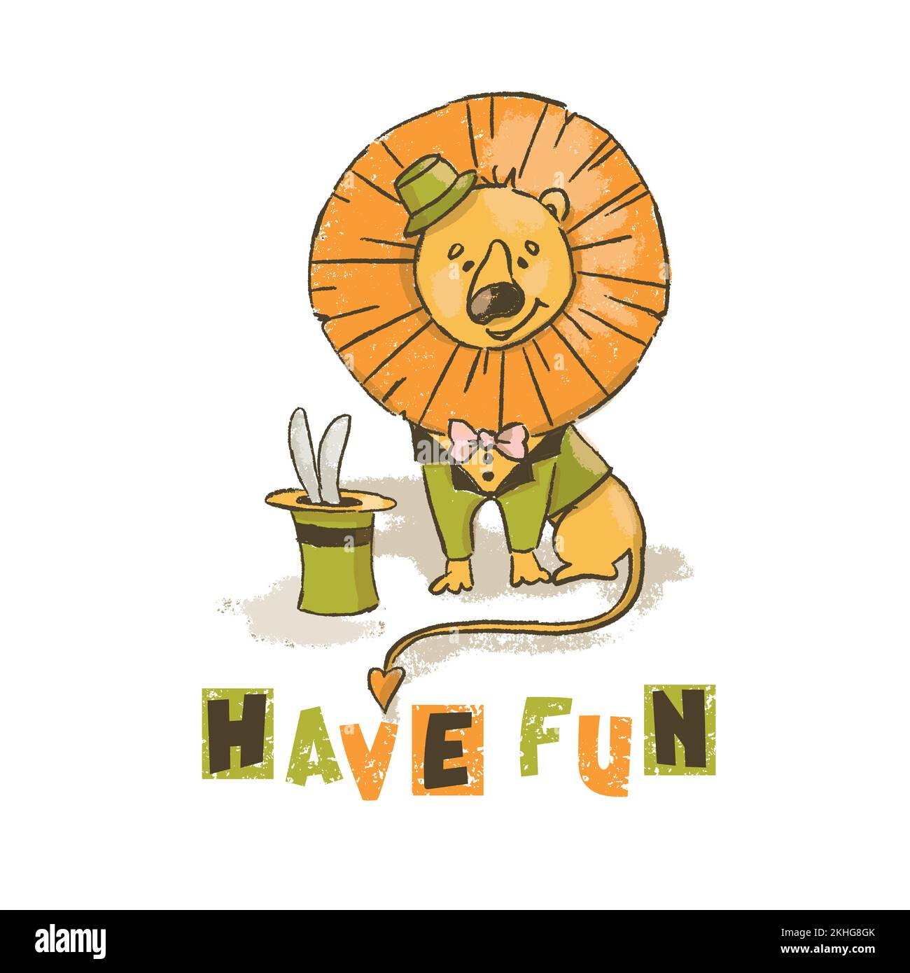 FUN LION Cartoon Circus Magician Performance Cute Jungle Zoo Tropical ...