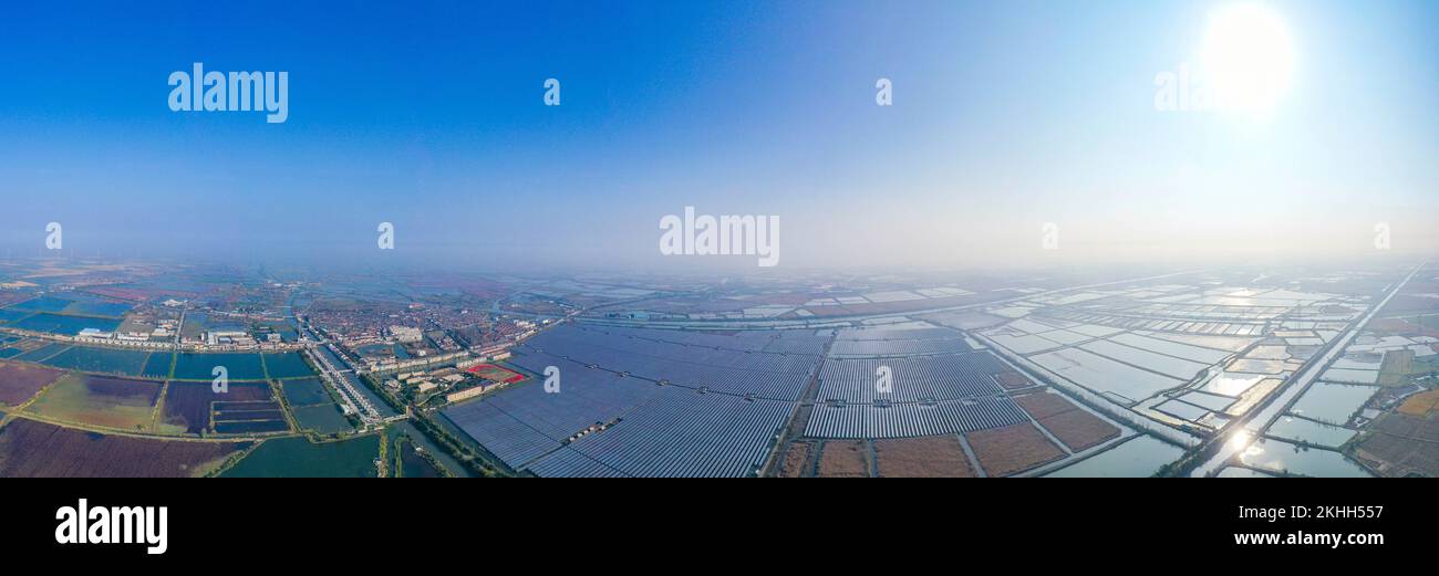 TAIZHOU, CHINA - NOVEMBER 24, 2022 - Rows of photovoltaic panels at the ...