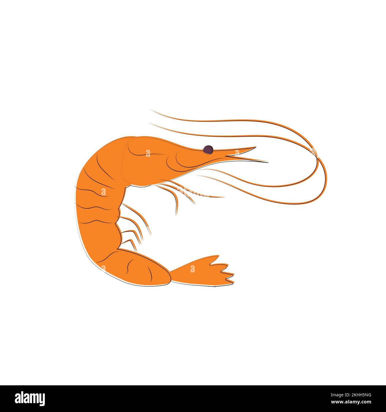 Shrimp icon. Seafood prawn sign. Vector cartoon hand drawn illustration ...