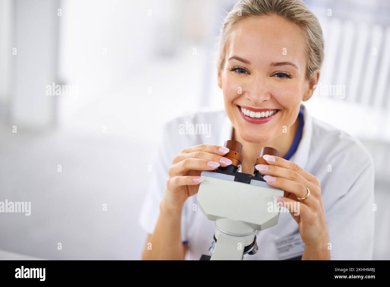 Im confident Ill find a cure. a beautiful woman in a laboratory working ...