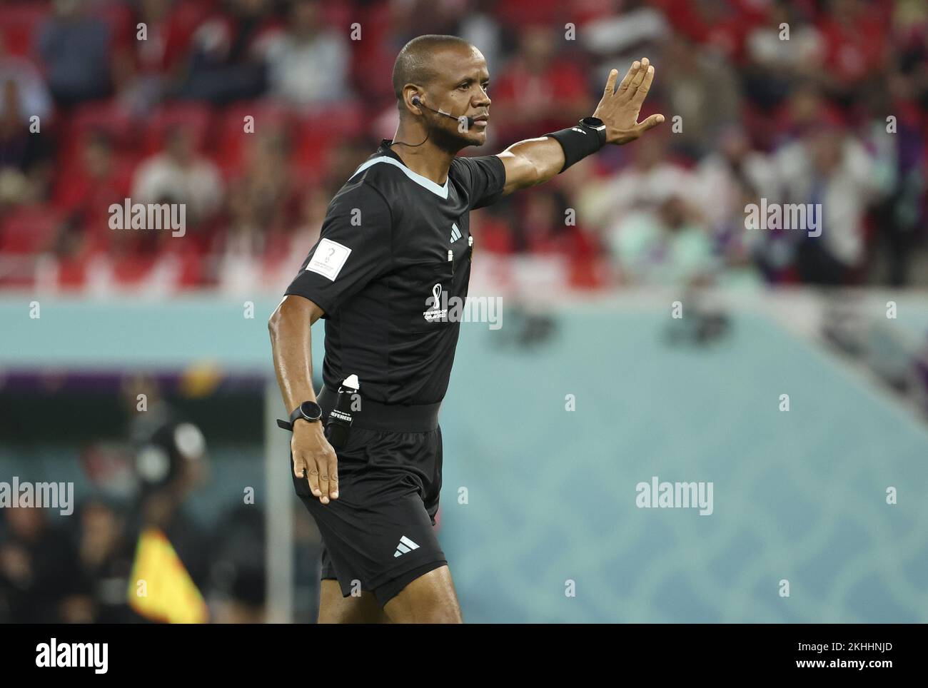 Referee Janny Sikazwe of Zambia during the FIFA World Cup 2022, Group F ...