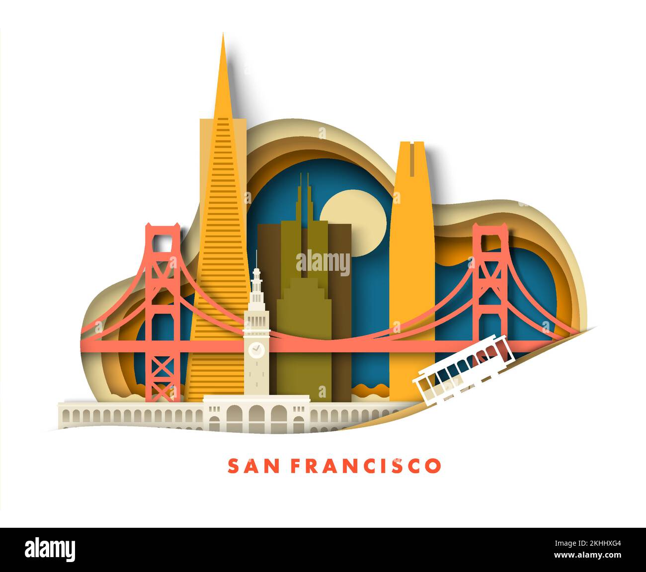 San Francisco California city in USA travel landscape vector ...