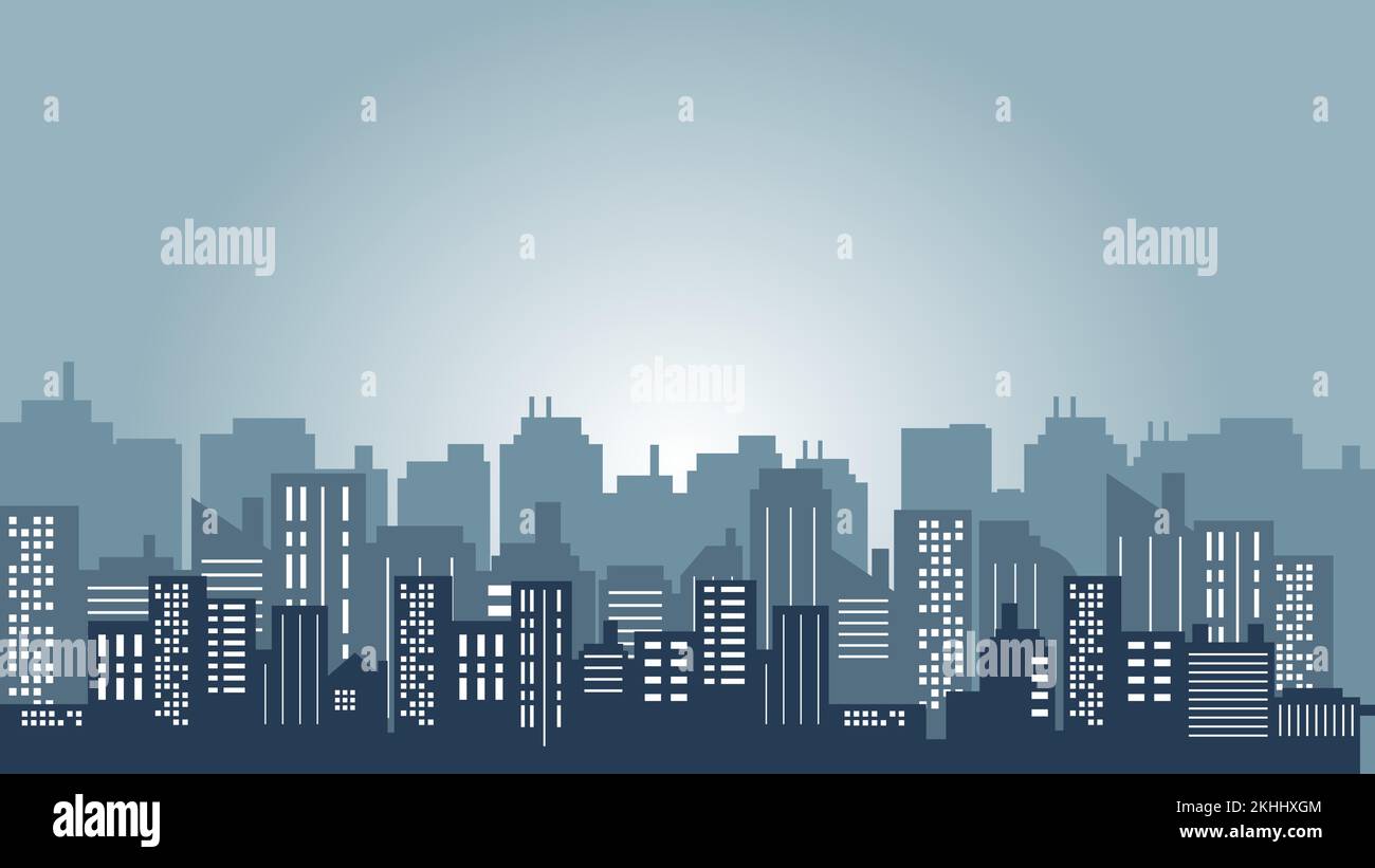 Panorama of the city with many high rise apartments and offices. City ...