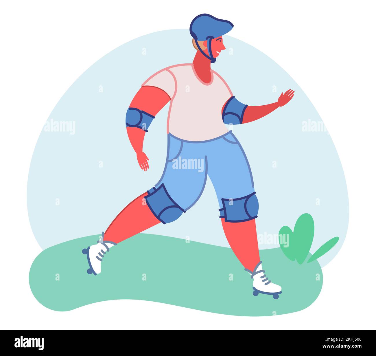 Active guy roller skater flat vector illustration Stock Vector Image ...