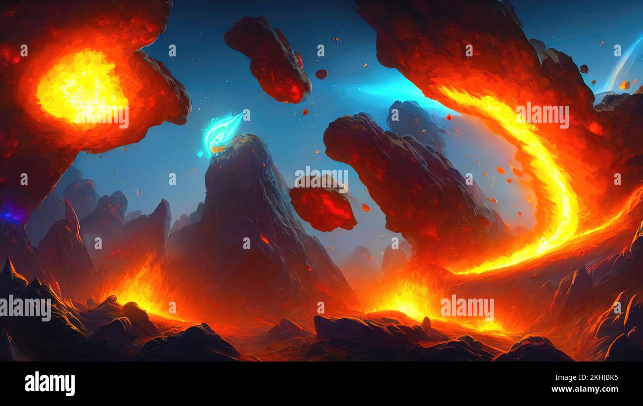 Asteroid falling on earth illustration hi-res stock photography and ...