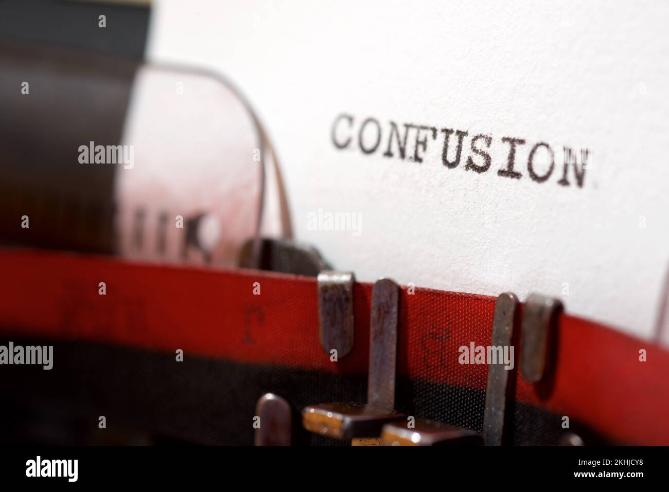 Confusion text written with a typewriter Stock Photo - Alamy
