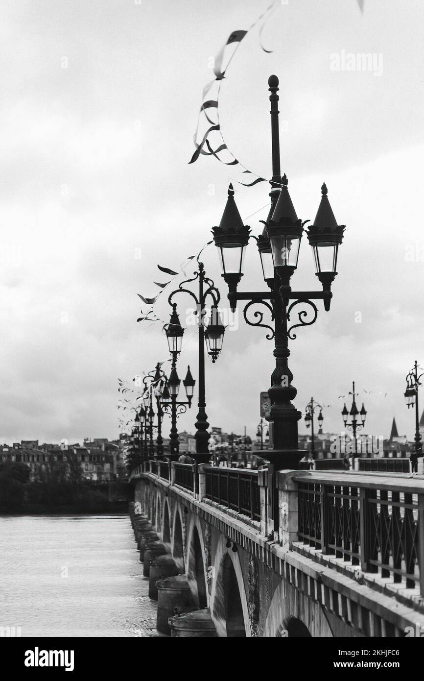 An aerial view of Pont de Pierre bridge over river Stock Photo - Alamy