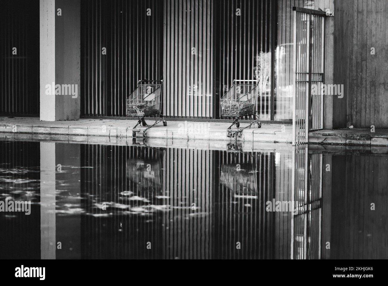 A view of shopping carts in front of building Stock Photo - Alamy