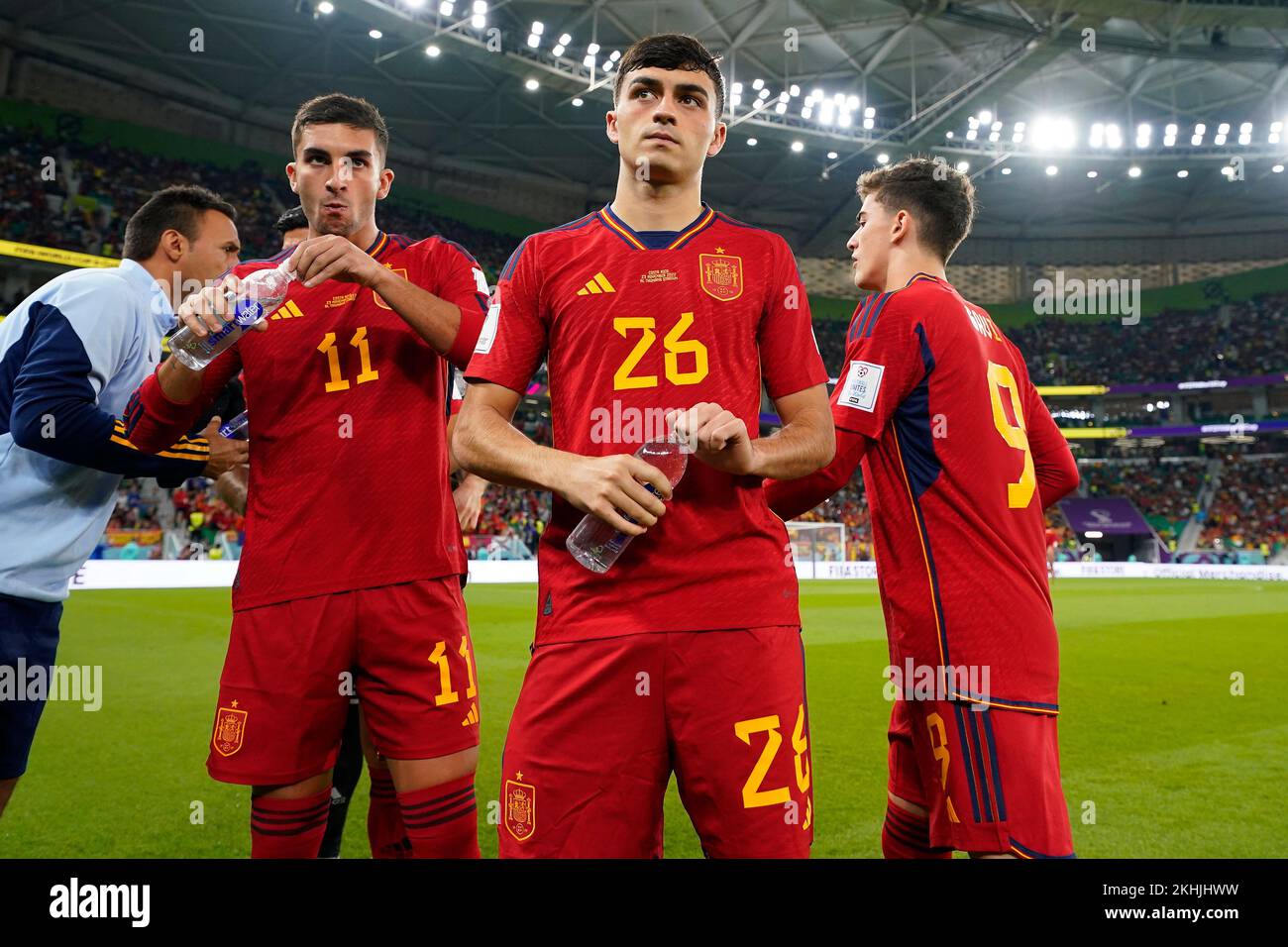 Doha, Qatar. 23rd Nov, 2022. Pedri, Ferran Torres and Gavi of Spain ...