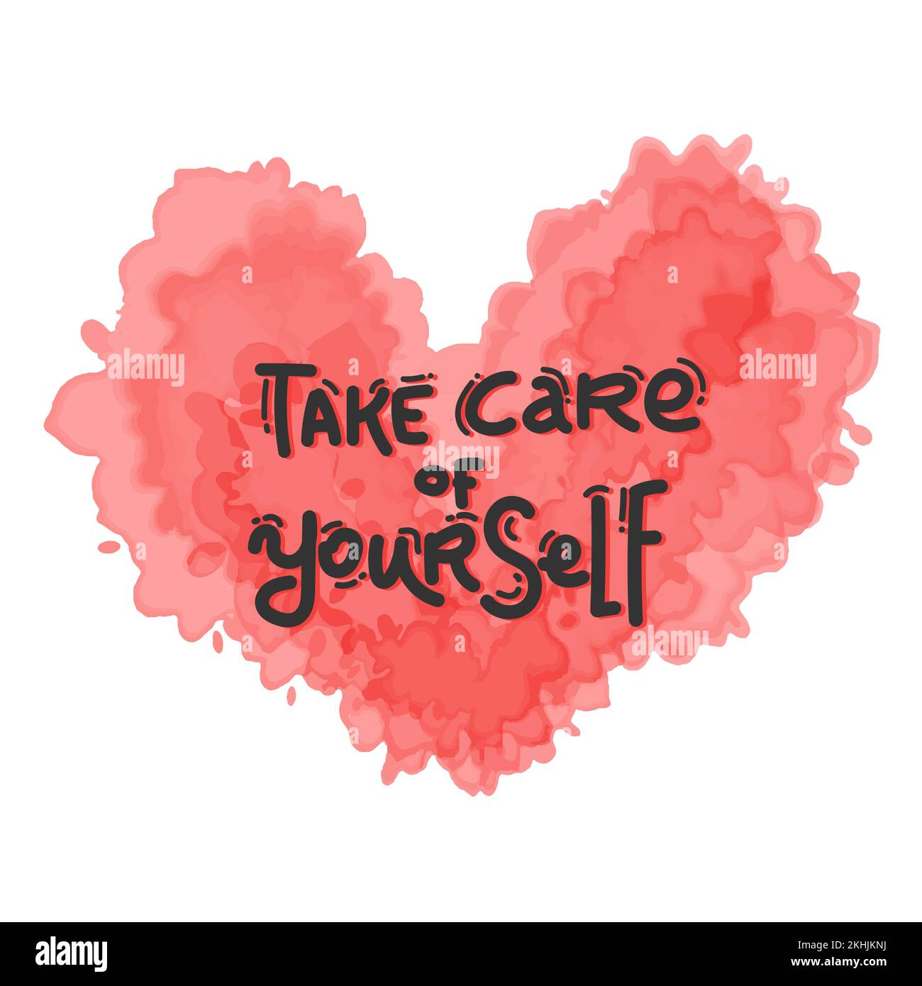Take care of yourself lettering black pink heart Stock Vector Image ...