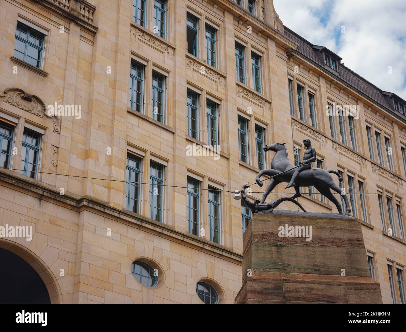 BASEL, SWITZERLAND, JULY 7, 2022: Dragon Rider Statue in historical ...