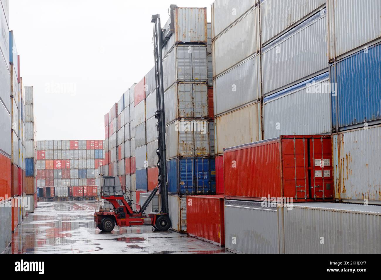 container forklift in the container yard Stock Photo - Alamy