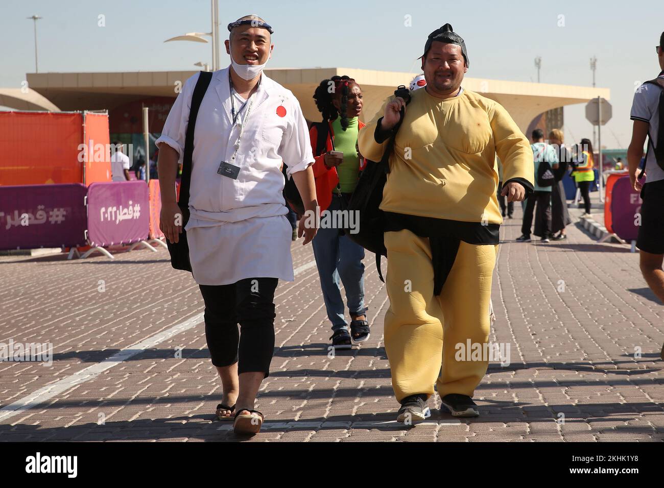 DOHA, QATAR - NOVEMBER 23: Japanese fans cheer before a FIFA World Cup ...
