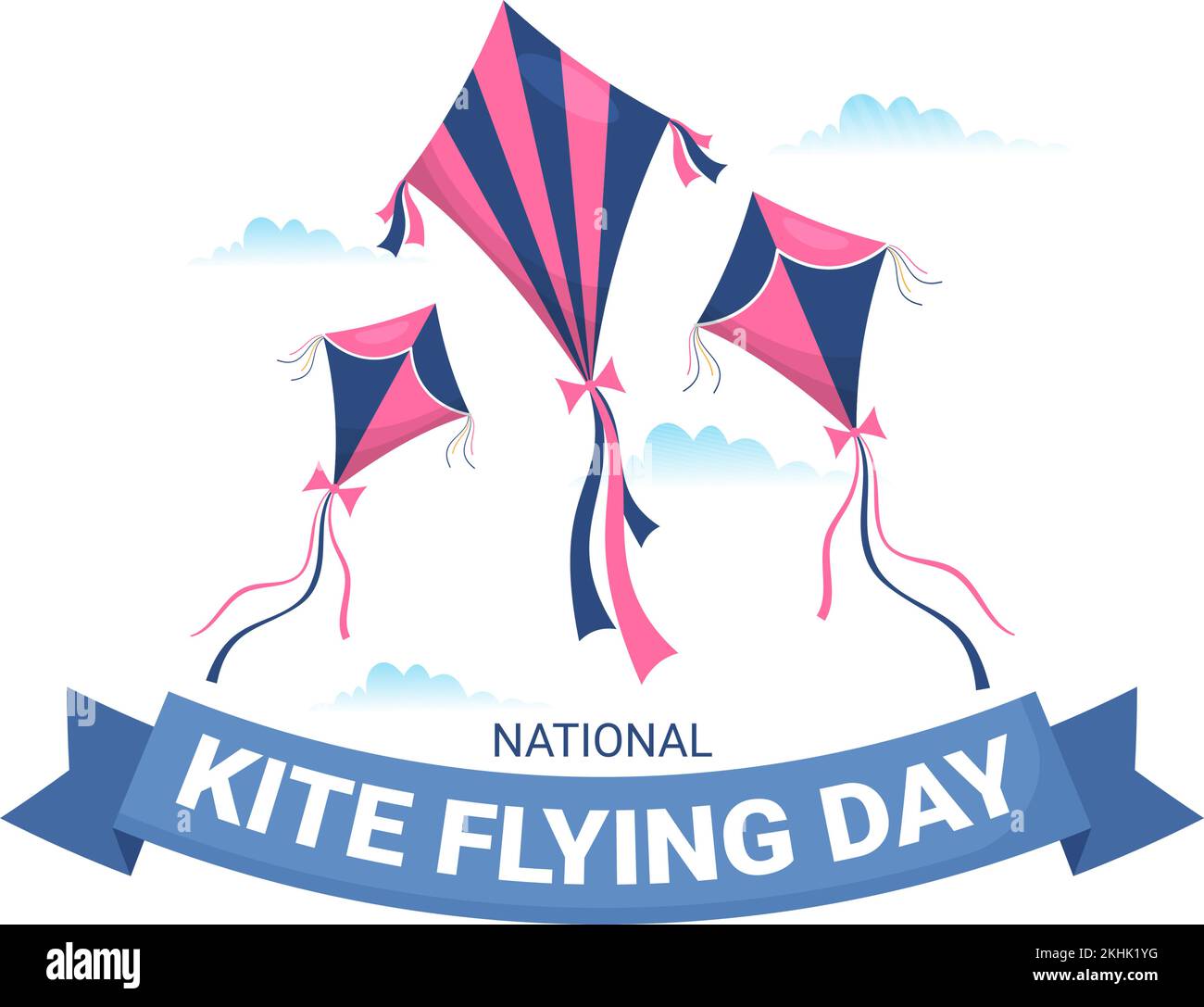 National Kite Flying Day on February 8 of Sunny Sky Background in Kids ...