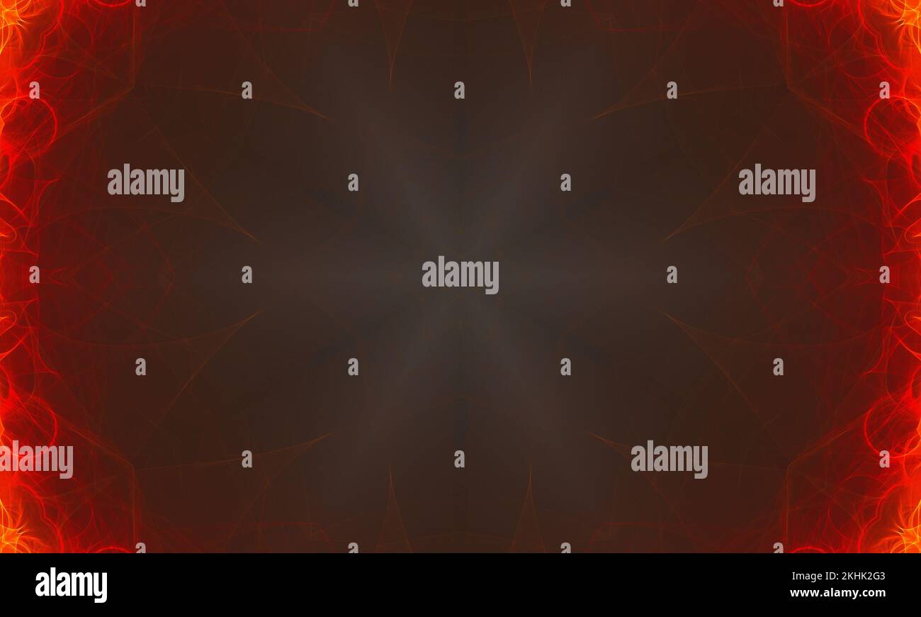 A digital art of two bright red burning lines on the edges of a black ...