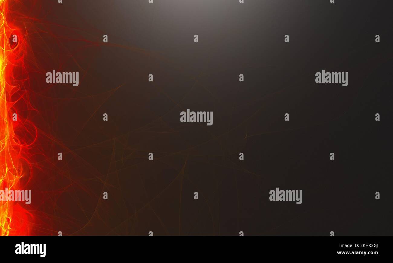 A digital art of a bright red burning line, on a black background with ...