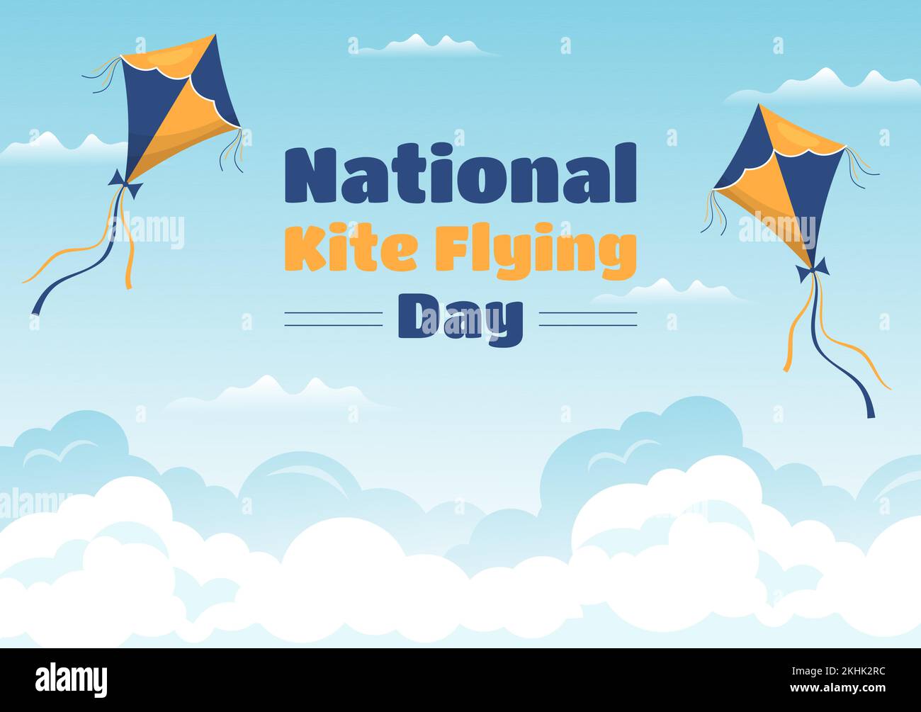 National Kite Flying Day on February 8 of Sunny Sky Background in Kids ...