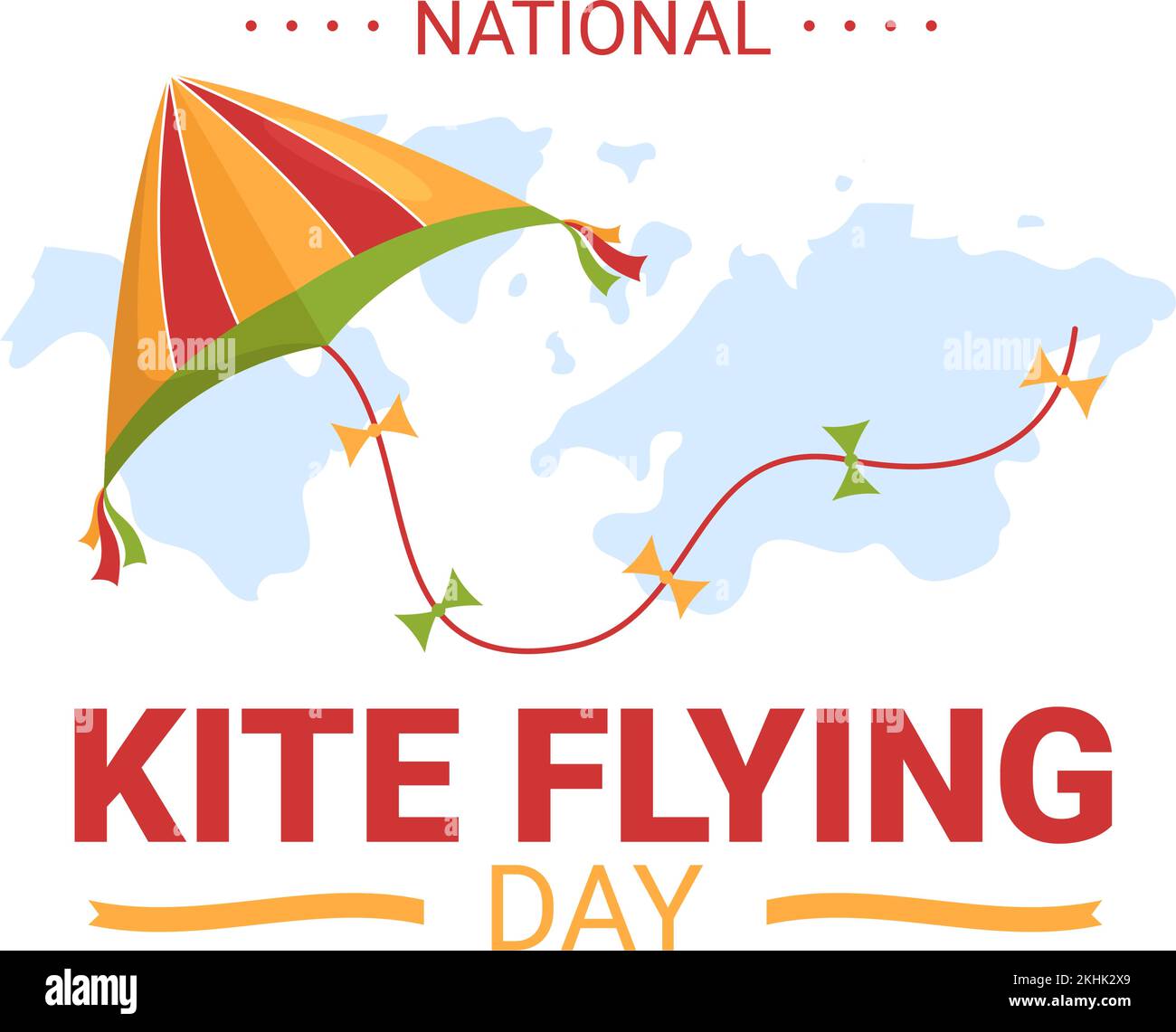 National Kite Flying Day on February 8 of Sunny Sky Background in Kids ...