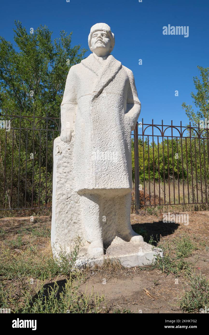 A carved marble, stone sculpture, statue of communist leader Vladimir ...